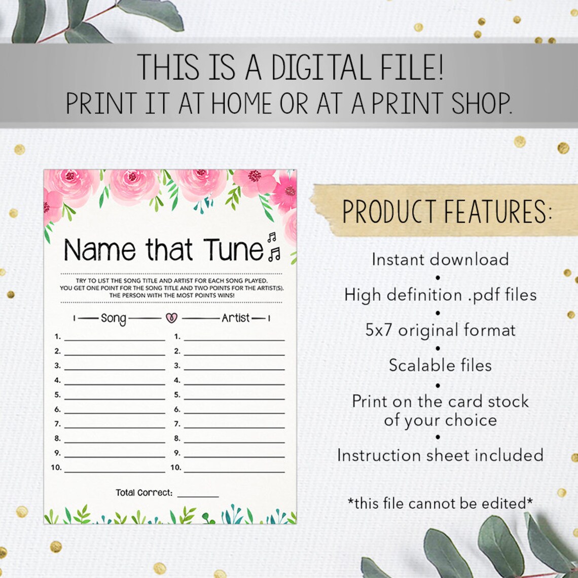 Name That Tune Printable Bridal Shower Games Instant - Etsy