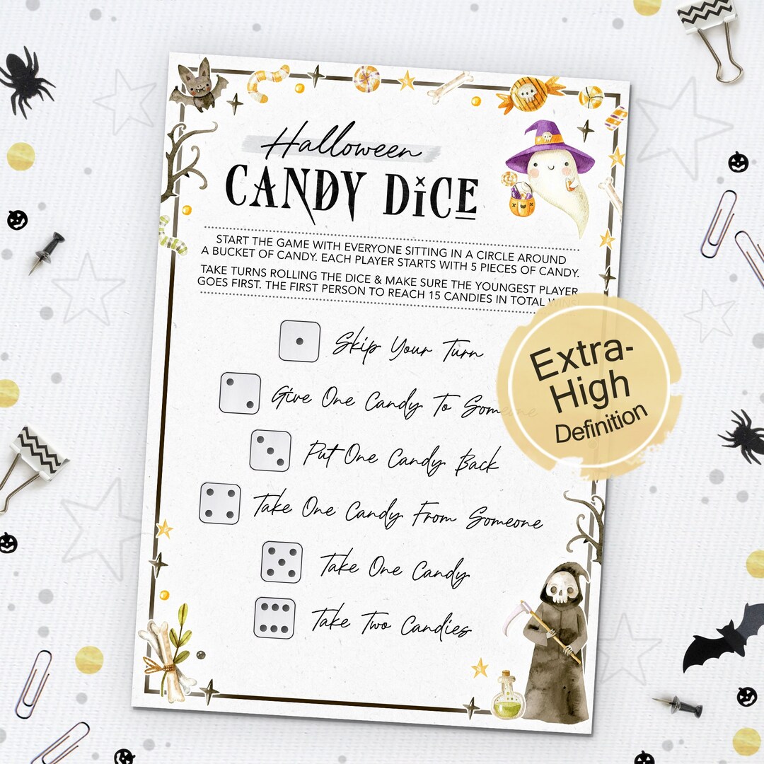 Halloween Candy Dice Game Halloween Candy Game Halloween - Etsy