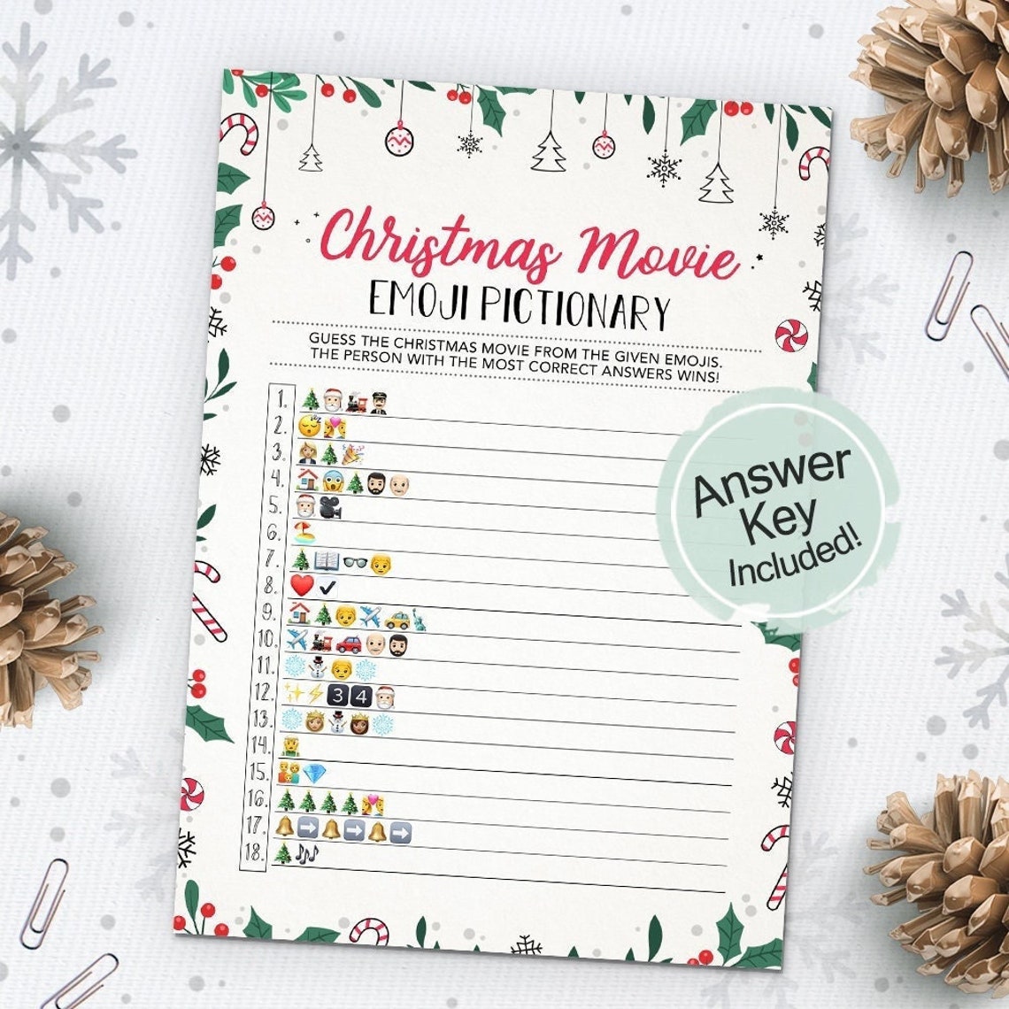 Christmas Movie Emoji Pictionary Christmas Emoji Game - Etsy