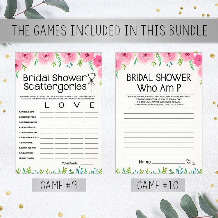 Shower Game Bundle Bridal Shower Games Printable Bridal | Etsy