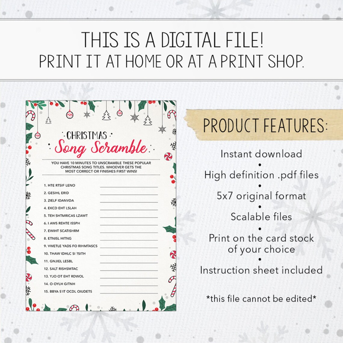Christmas Song Scramble Unscramble the Song Titles Christmas - Etsy