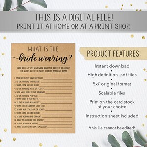 What is the Bride Wearing Game, Bridal Shower Games Printable, Bridal ...