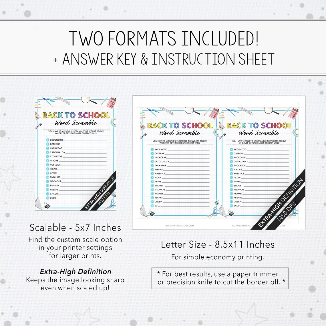 Back to School Word Scramble Printable Back to School Game - Etsy