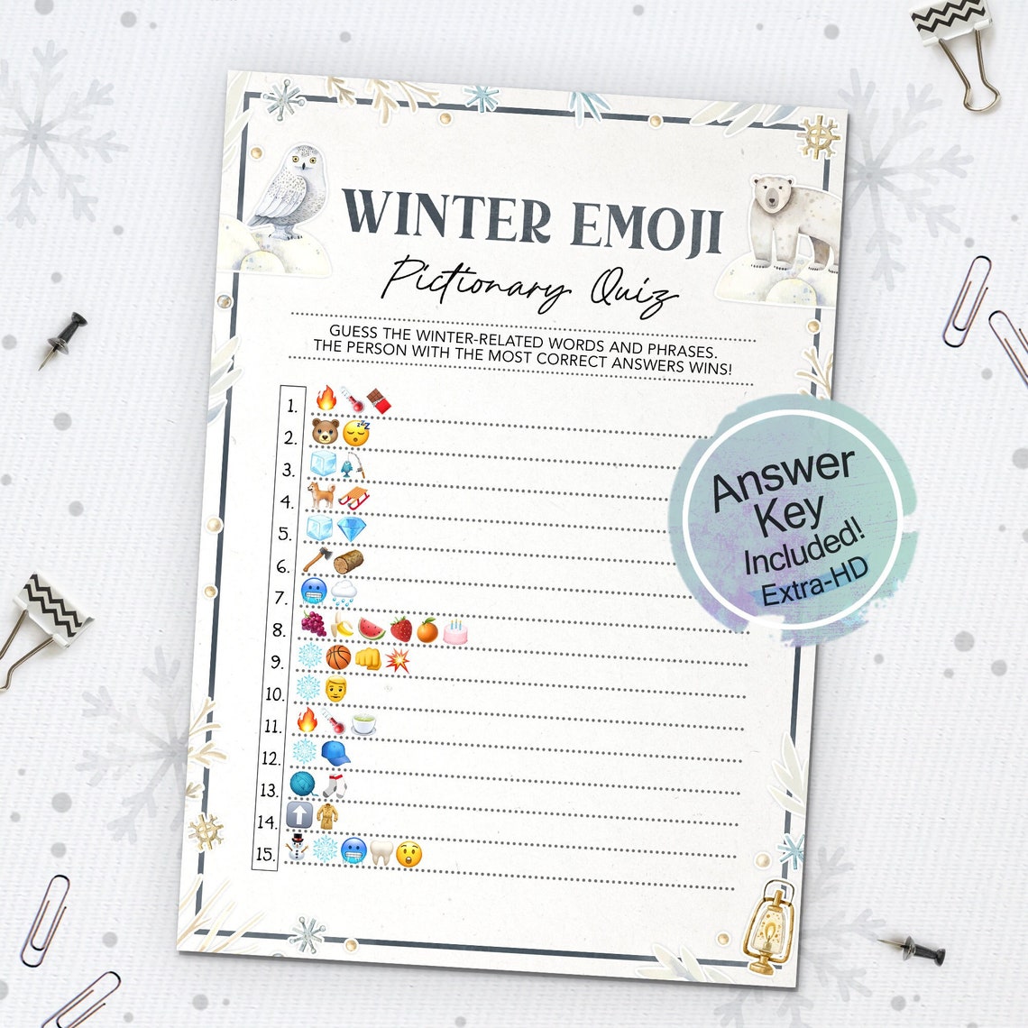 Winter Emoji Pictionary Winter Emoji Pictionary Game - Etsy