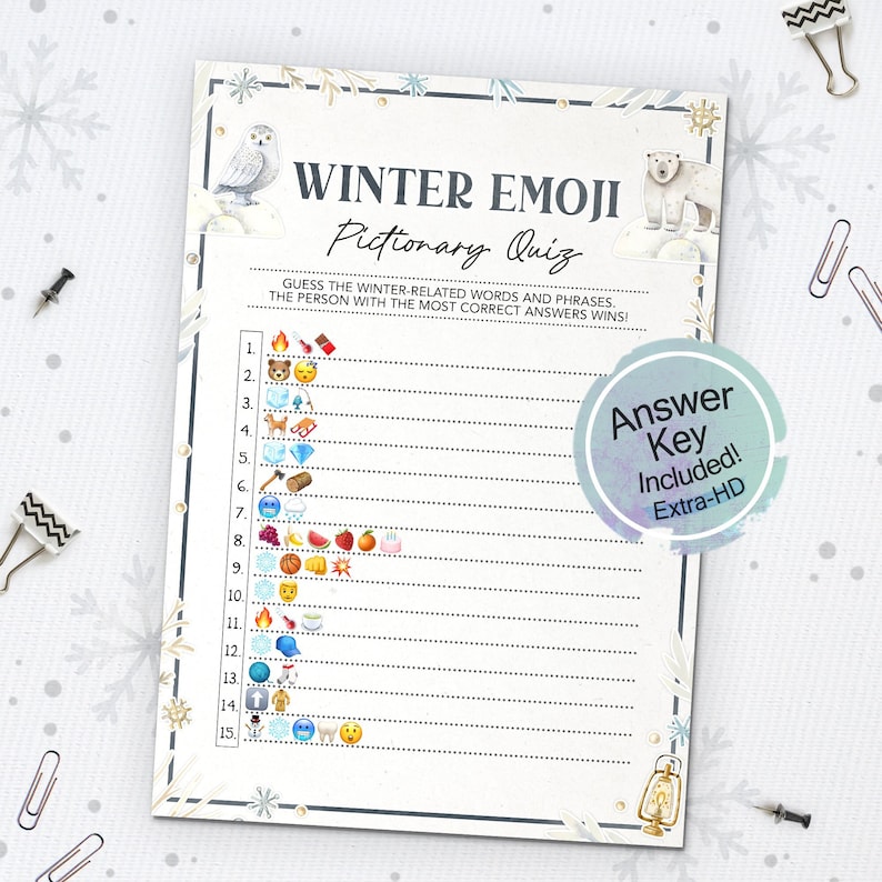 Winter Emoji Pictionary Winter Emoji Pictionary Game - Etsy