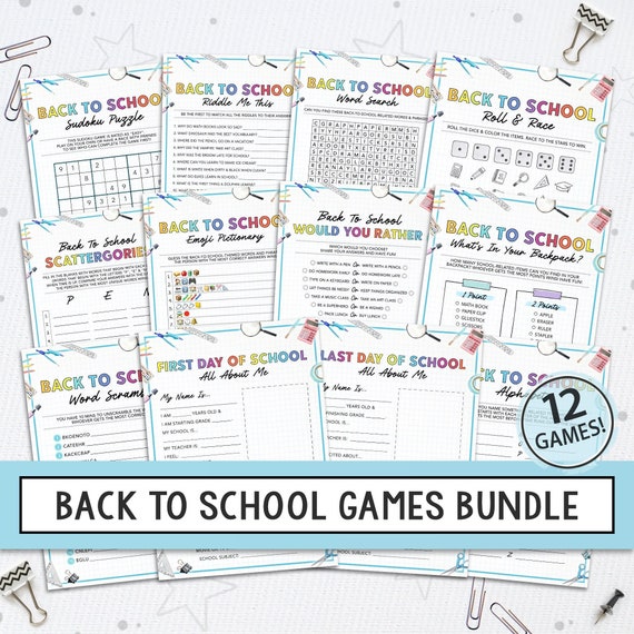 Bundle of 12 Printable Back to School Games School Emoji - Etsy