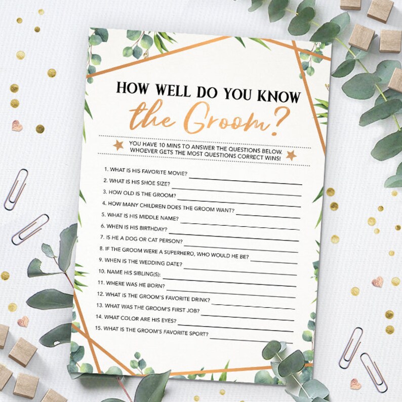 How Well Do You Know The Groom Bridal Shower Games Etsy How Well Do You Know The Groom Bridal Shower Games Etsy