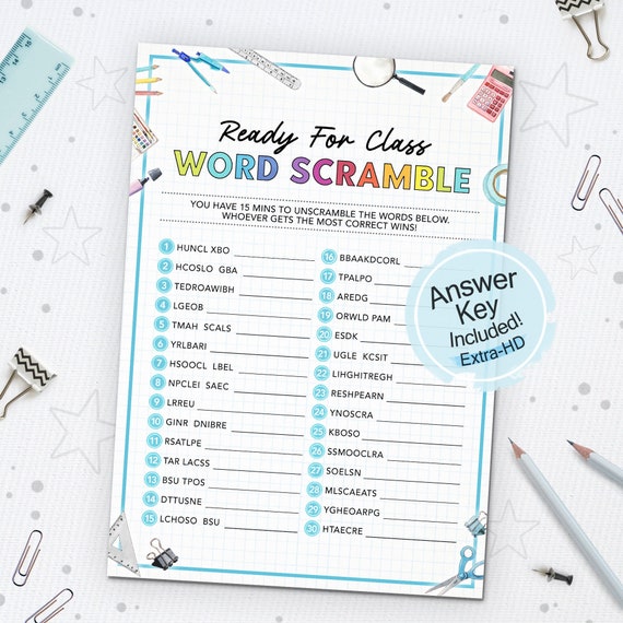 Back to School Word Scramble Printable Back to School Game - Etsy