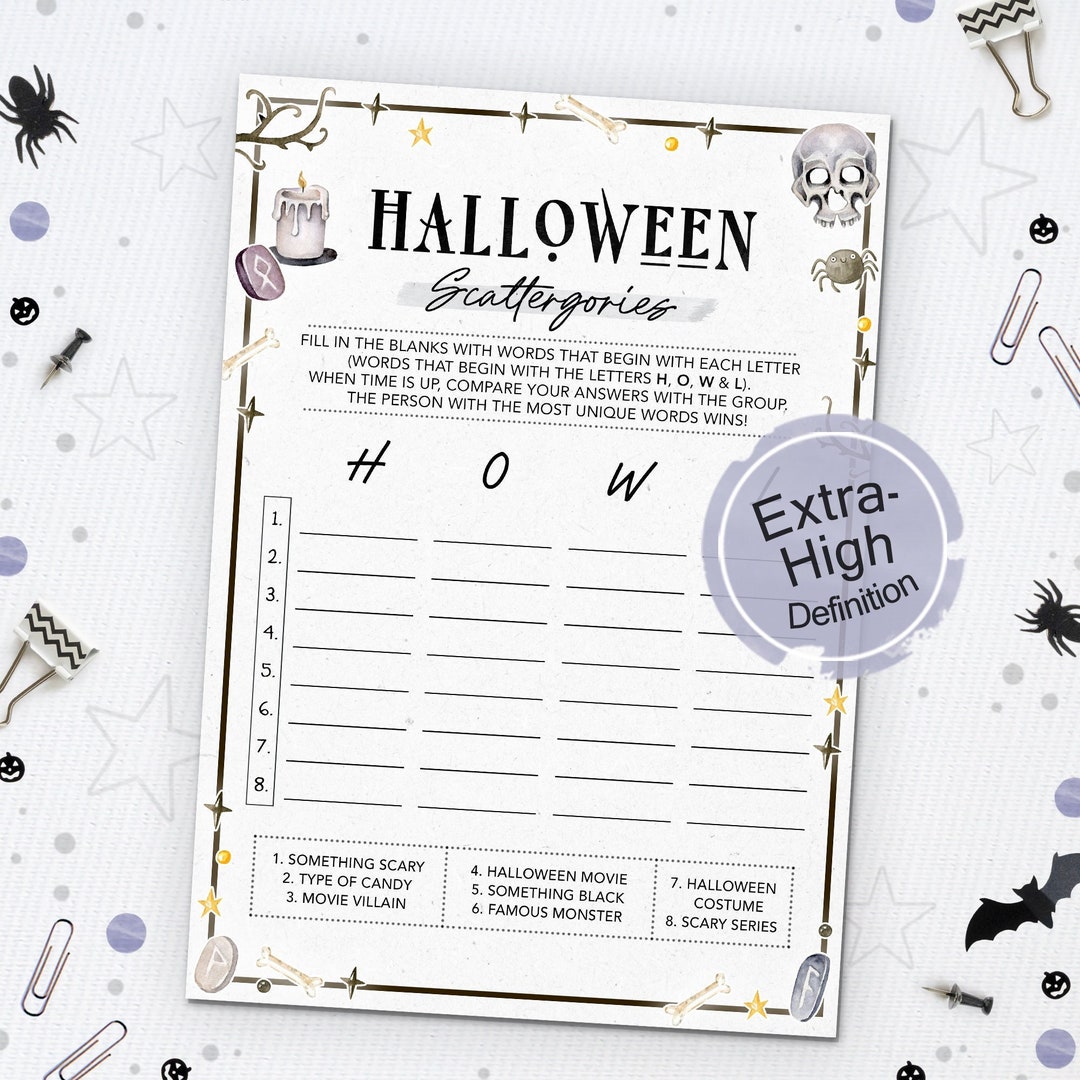Halloween Scattergories HOWL Scattergories Printable Printable ...
