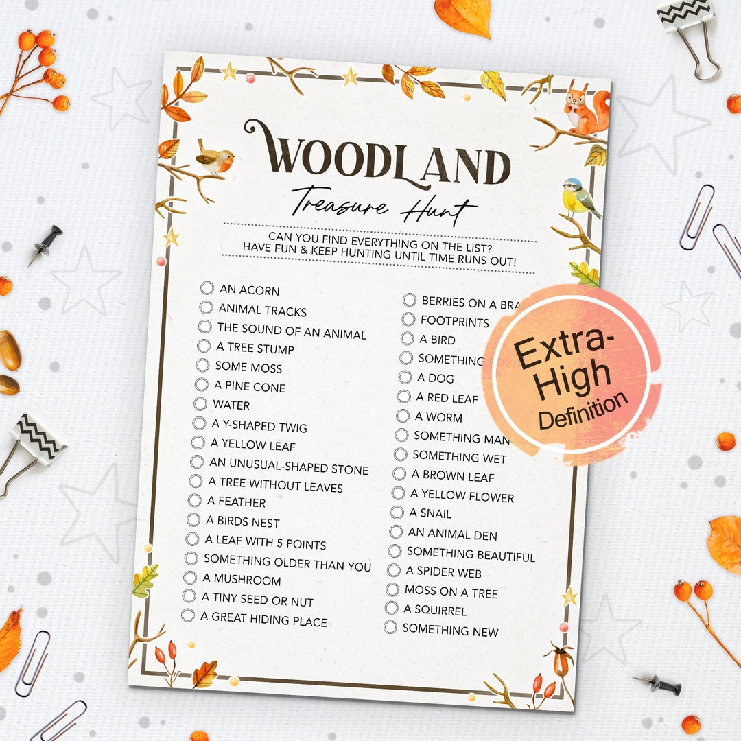 Woodland Treasure Hunt Game Fall Scavenger Hunt Printable Fall Game ...