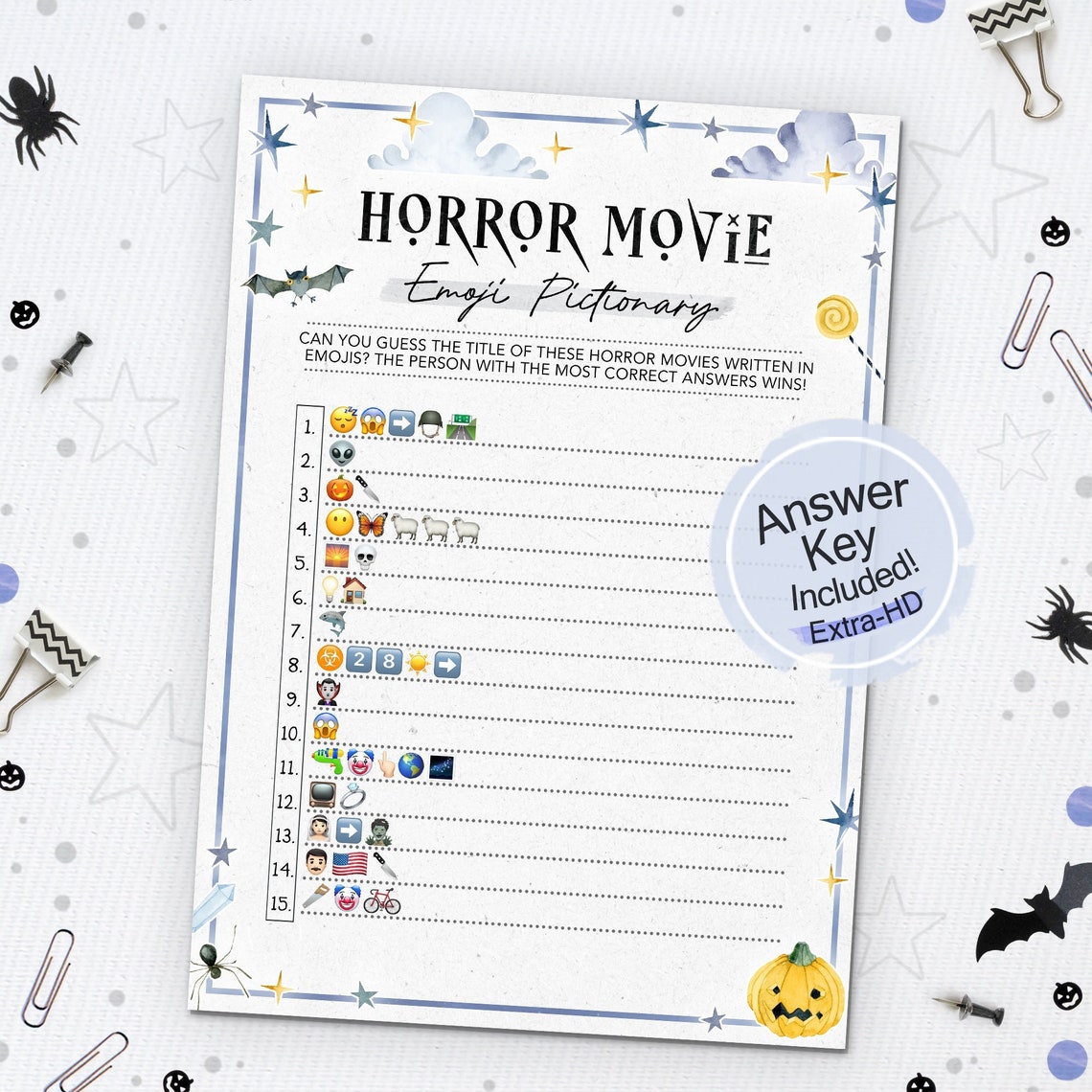 Horror Movie Emoji Pictionary Game Halloween Emoji - Etsy Canada