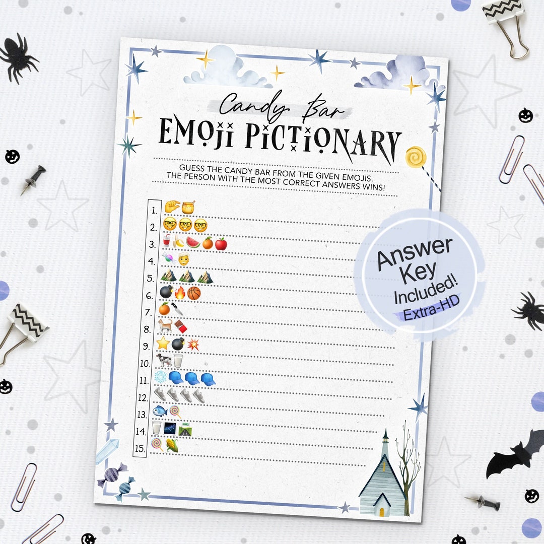 Candy Bar Emoji Pictionary Game Halloween Emoji Pictionary - Etsy