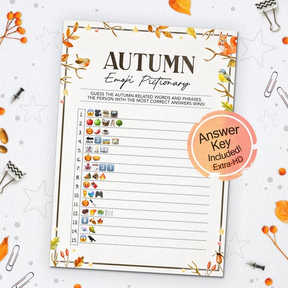 Autumn Emoji Pictionary Fall Emoji Pictionary Game - Etsy