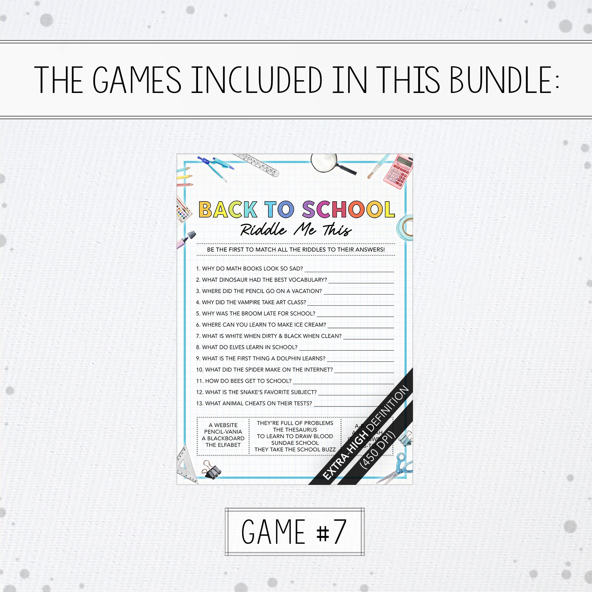 Bundle of 7 Printable Back to School Games School Emoji Game - Etsy