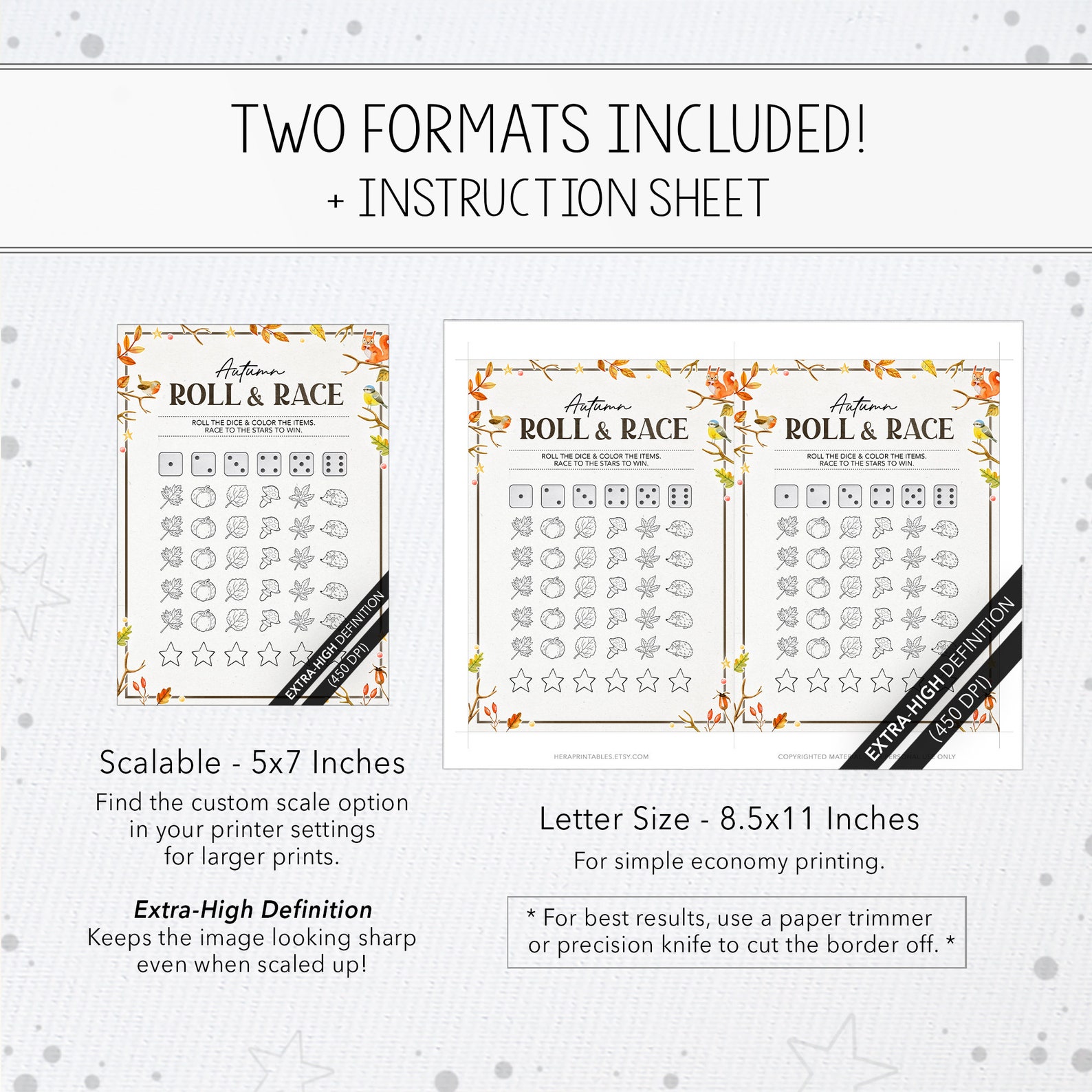 Autumn Roll & Race Game Fall Dice Game Fall A-Z Game - Etsy