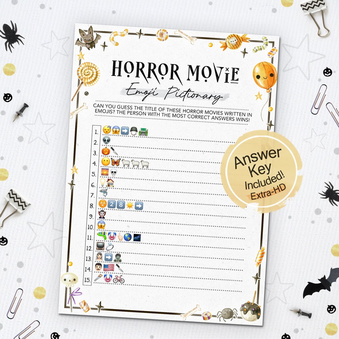 Horror Movie Emoji Pictionary Game Halloween Emoji Game Printable ...