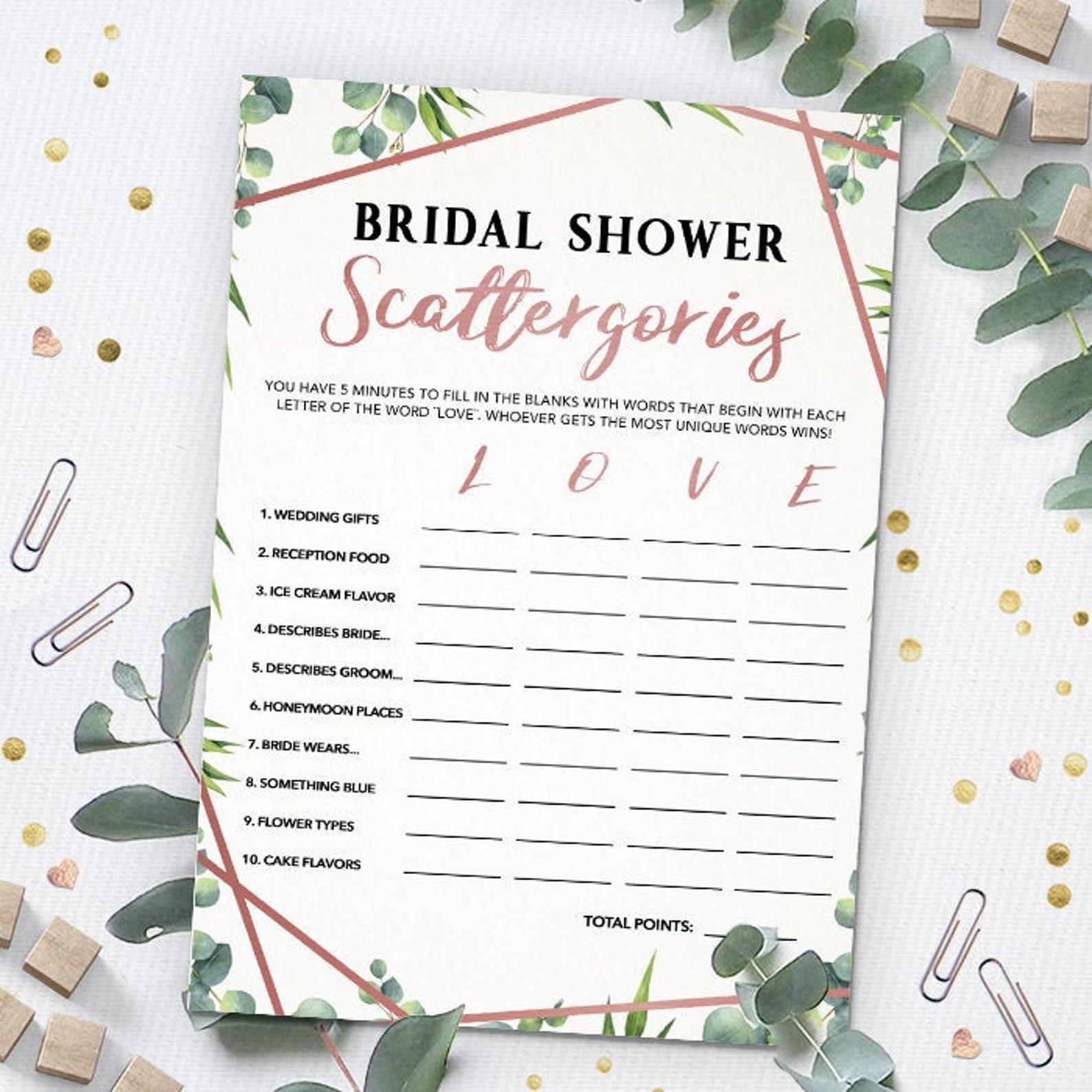 Bridal Shower Scattergories Bridal Shower Games Printables - Etsy