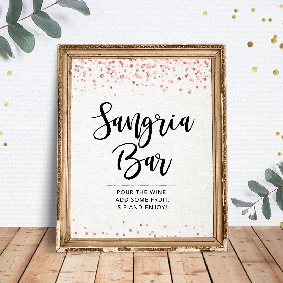Sangria Bar Sign Printable Sign Bridal Shower Decor Bridal - Etsy