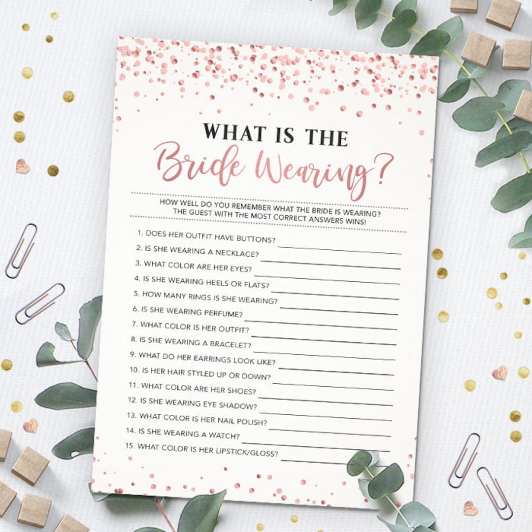 What is the Bride Wearing, Printable Bridal Shower Game, Instant ...