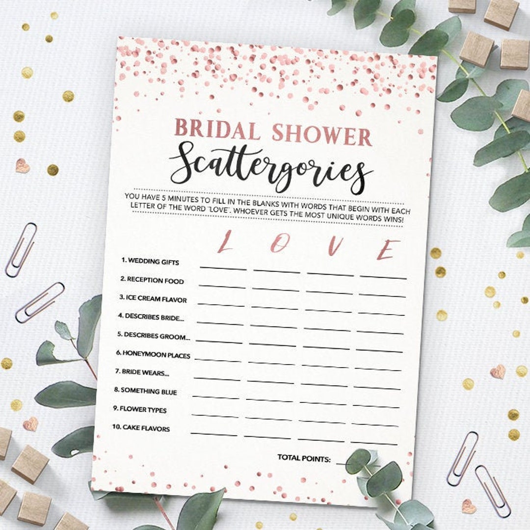 Bridal Shower Scattergories Game Bridal Shower Game - Etsy