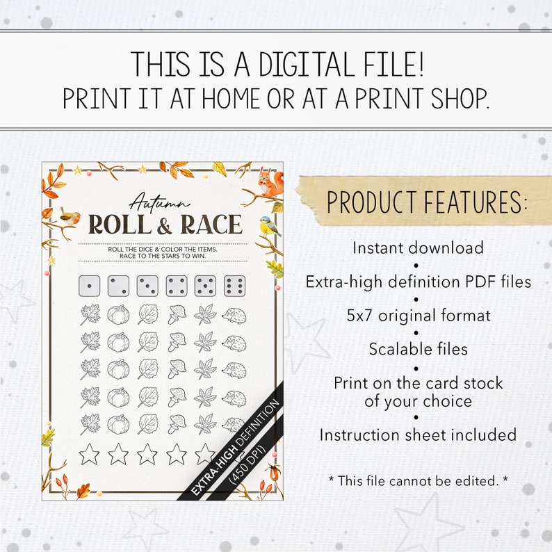 Autumn Roll & Race Game Fall Dice Game Fall A-Z Game - Etsy