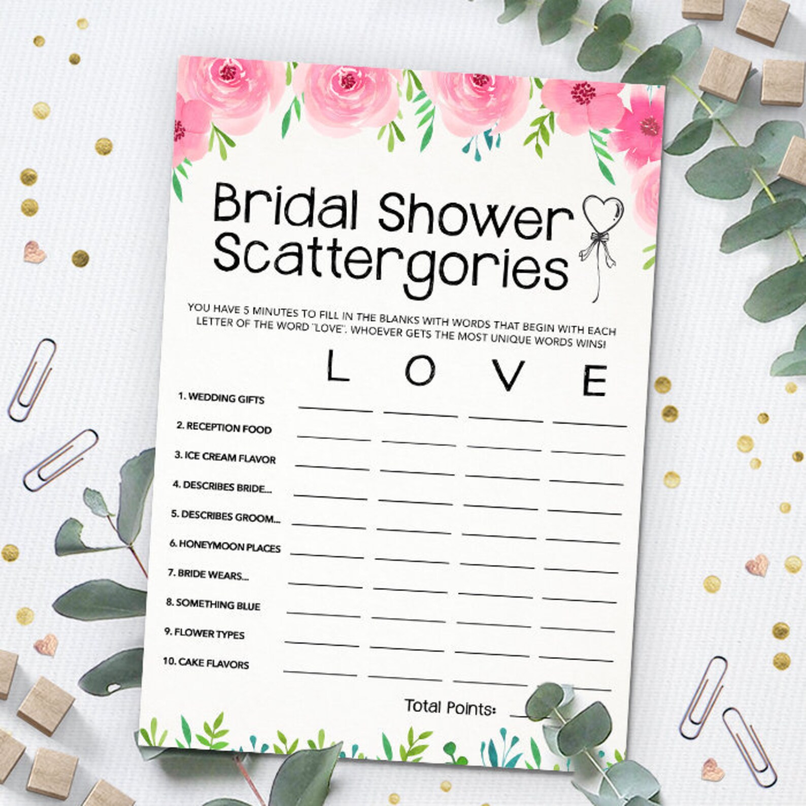 Bridal Shower Scattergories Bridal Shower Games Printables - Etsy