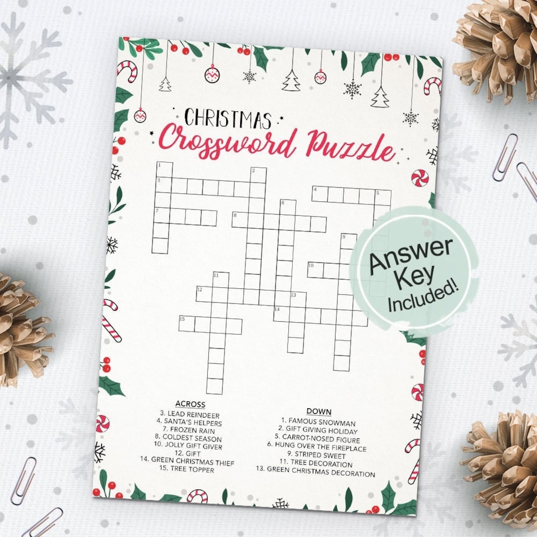 Christmas Crossword Puzzle, Christmas Word Game, Printable Christmas ...