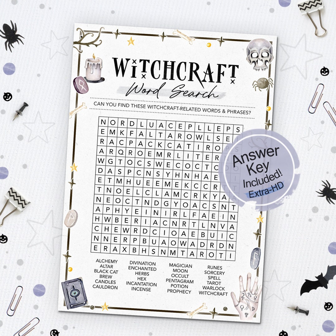 Witchcraft Word Search Game Printable Halloween Word Search - Etsy