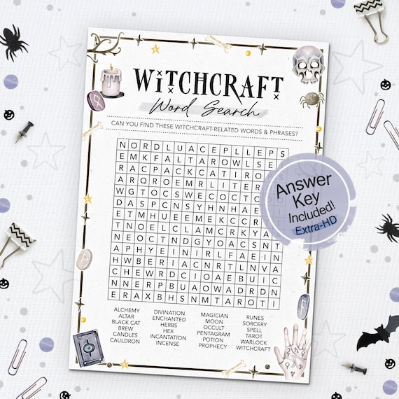 Witchcraft Word Search Game Printable Halloween Word Search - Etsy