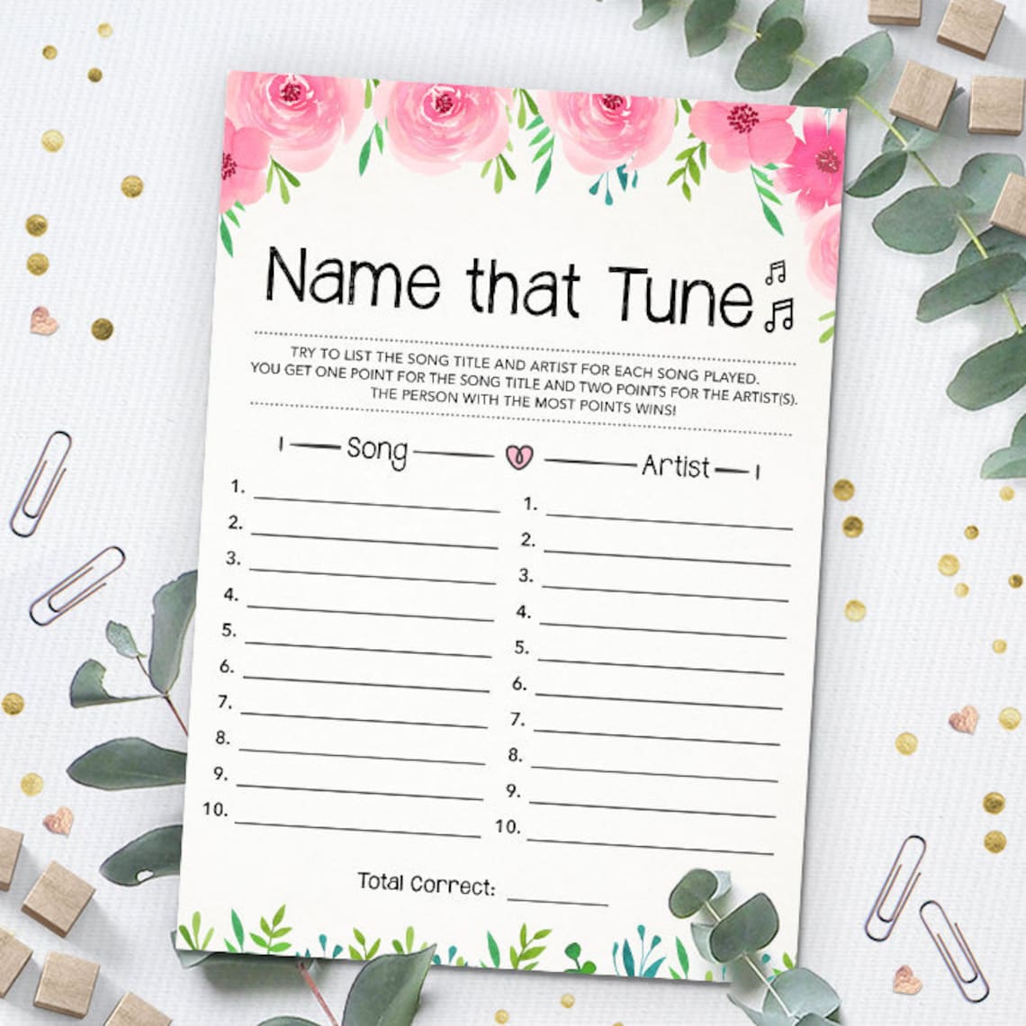 Name That Tune Printable Bridal Shower Games Instant - Etsy