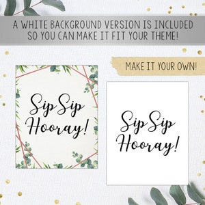 Sip Sip Hooray 8x10 Printable Sign Bridal Shower Decor - Etsy