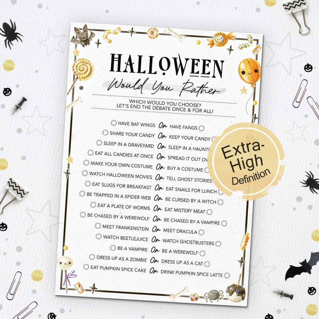 Halloween Would You Rather Halloween Printable Printable - Etsy