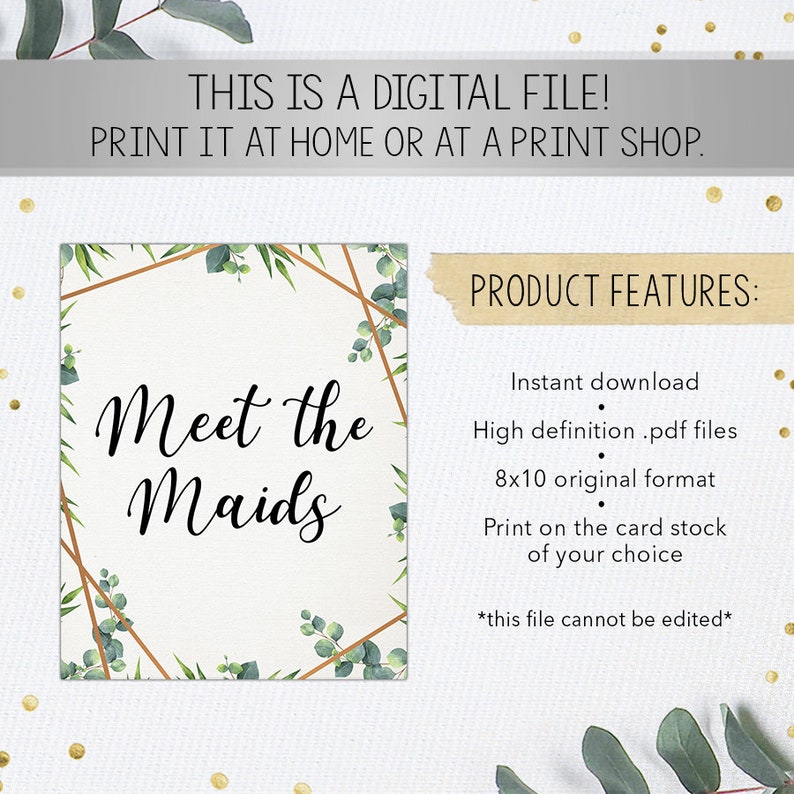 Meet the Maids 8x10 Printable Sign Bridal Shower Decor | Etsy