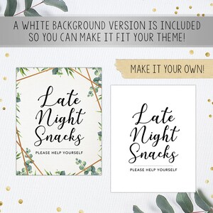 Late Night Snacks Sign Cravings Sign Printable Sign Bridal - Etsy