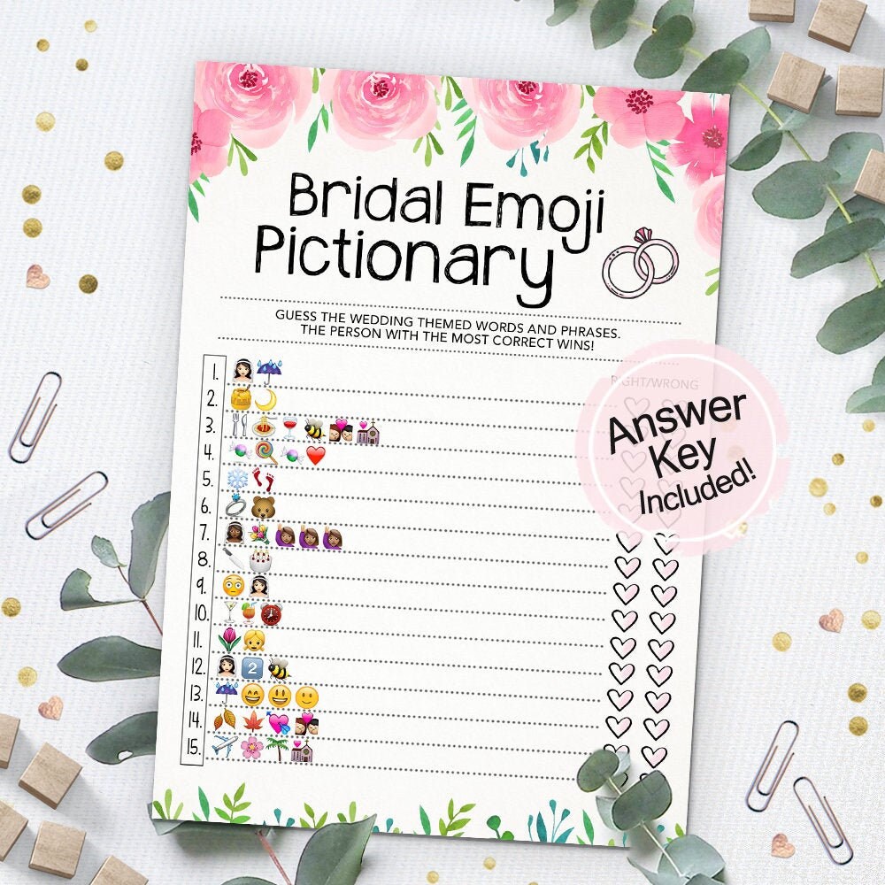 DIY Bridal Shower Game Instant Digital Download Bridal Emoji Pictionary ...