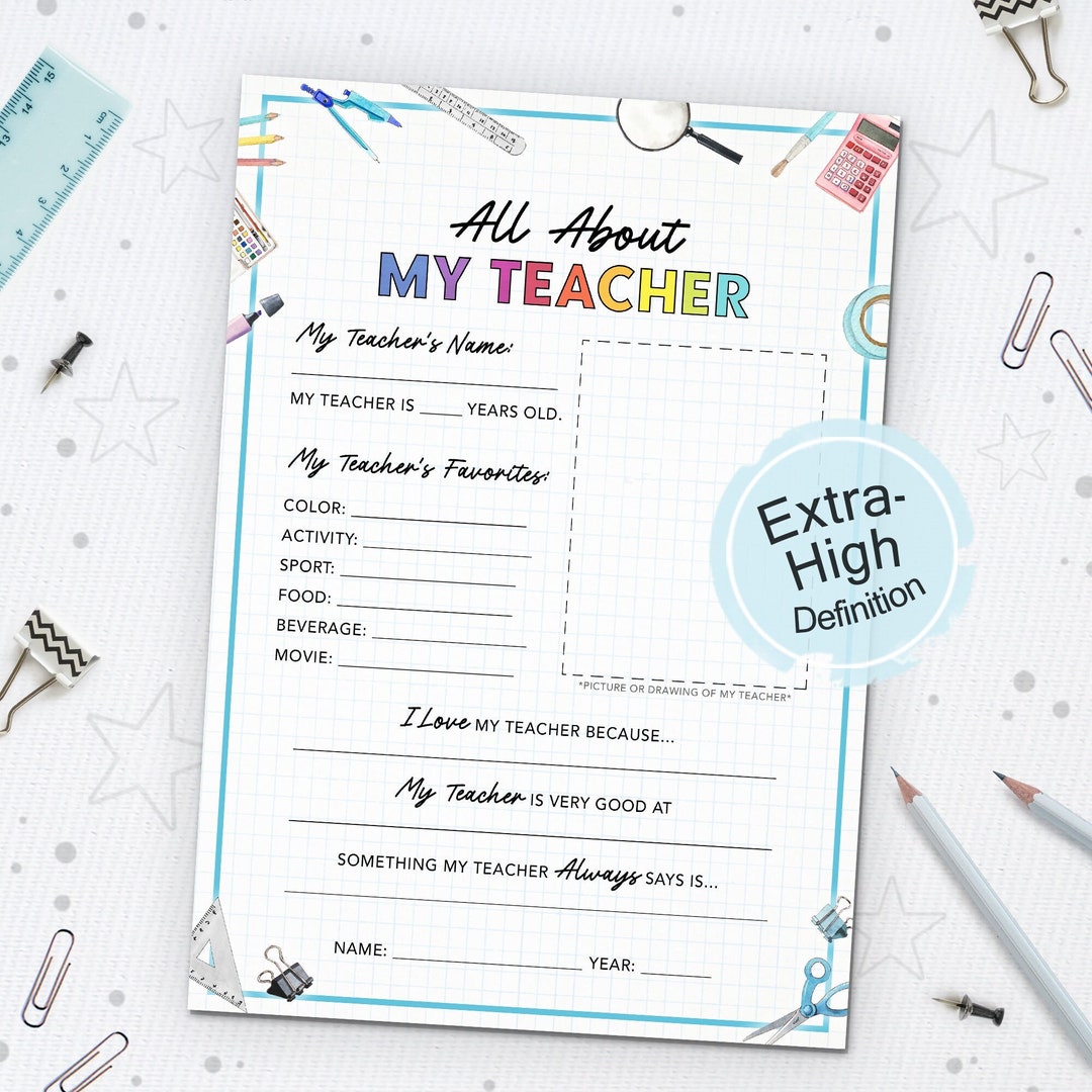 All About My Teacher Printable Back to School Game First Day of School ...