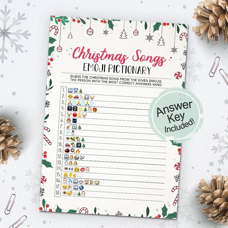 Christmas Songs Emoji Pictionary Christmas Emoji Game | Etsy