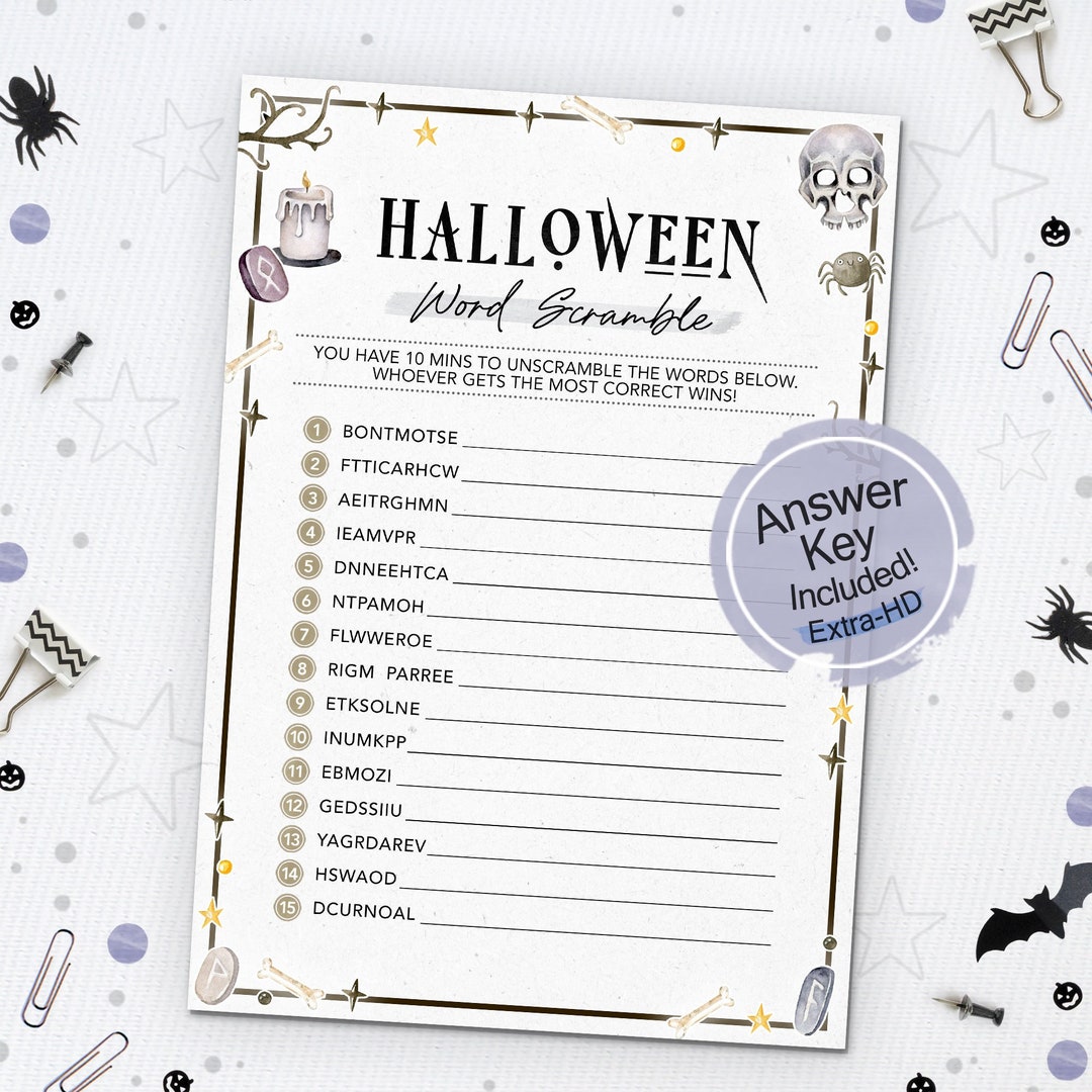 Halloween Word Scramble Game Printable Halloween Word Game Printable ...