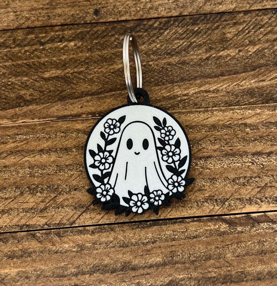 Cute Halloween Flower Ghost Keychain Spooky Ghost Pendant for Keys ...