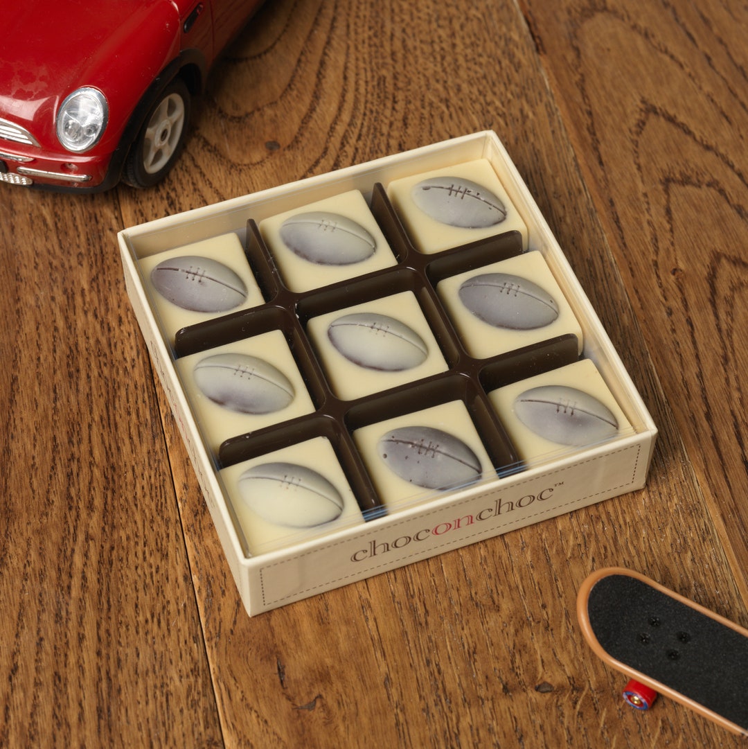 Belgian Chocolate Rugby Balls - Handmade Novelty Gift, Box of 9 - Etsy UK