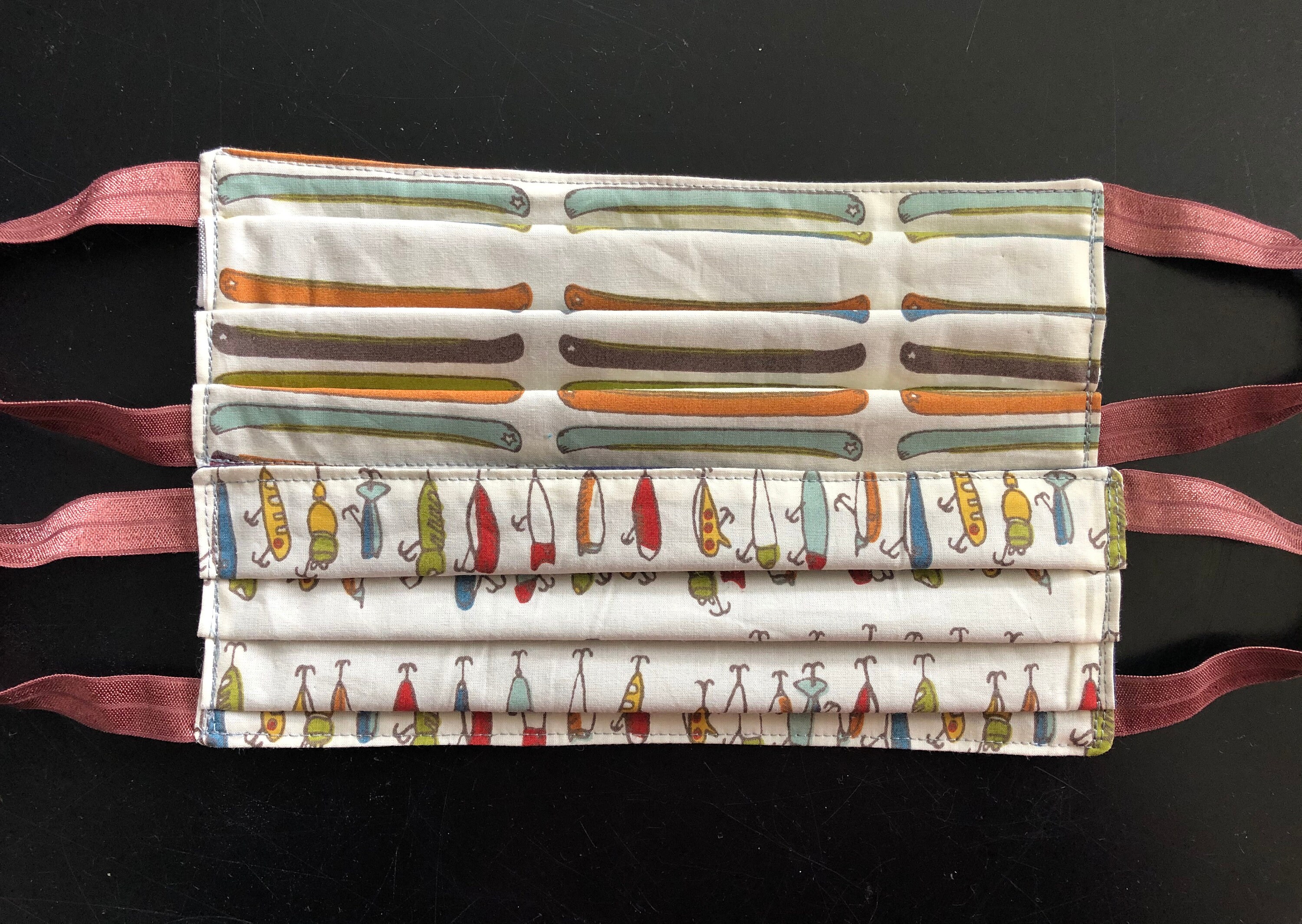 Pair of Face Masks, Canoes & Lures - Etsy