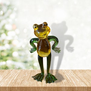 Hand Blown Glass Frog Sculpture, Art Figurine, Home Office Tabletop ...