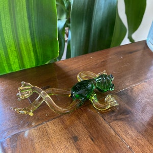 Hand Blown Glass Frog Sculpture, Art Figurine, Home Office Tabletop ...