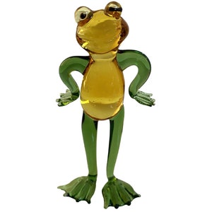 Hand Blown Glass Frog Sculpture, Art Figurine, Home Office Tabletop ...