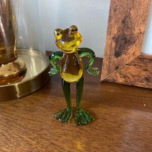 Hand Blown Glass Frog Sculpture, Art Figurine, Home Office Tabletop ...