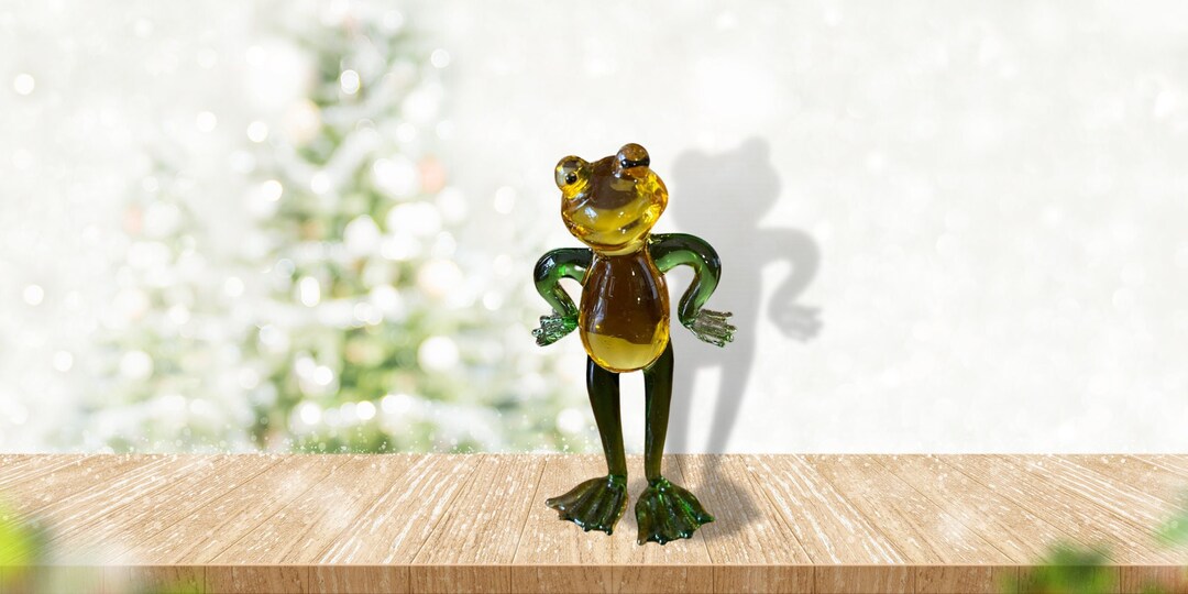 Hand Blown Glass Frog Sculpture, Art Figurine, Home Office Tabletop ...