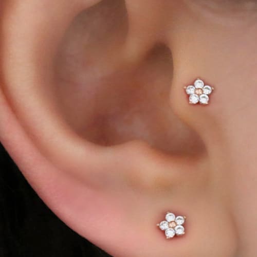 Tiny Flower Tragus Piercing Cartilage Piercing Flower Helix - Etsy