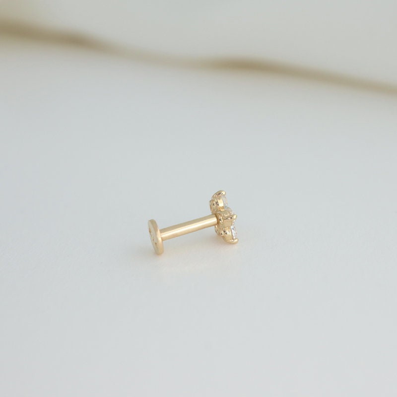 Tiny Flower Tragus Earring 14K Gold Tragus Piercing 14k Gold - Etsy