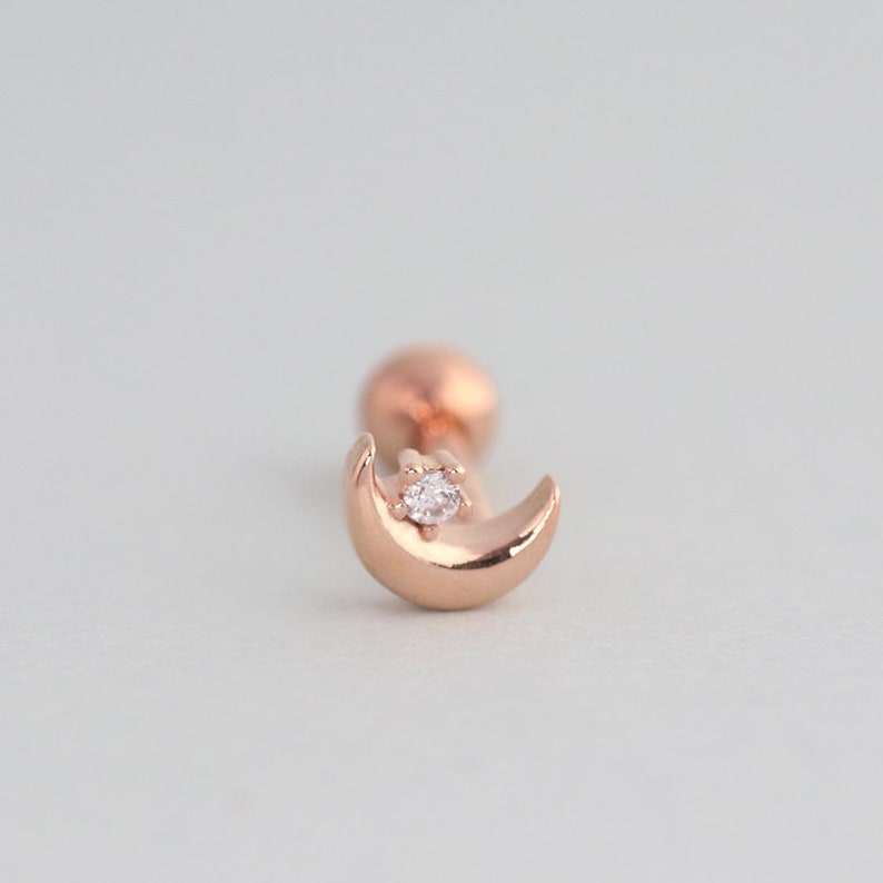 Tiny Crescent Moon Cartilage Piercing Crescent Helix | Etsy