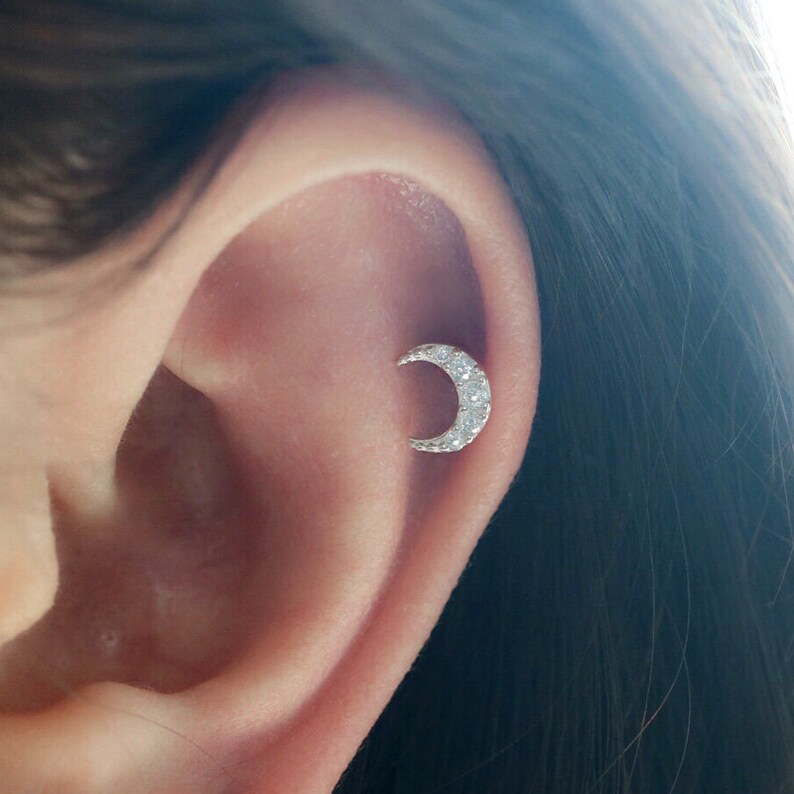 Helix Piercing Crescent Moon Cartilage Piercing Helix - Etsy